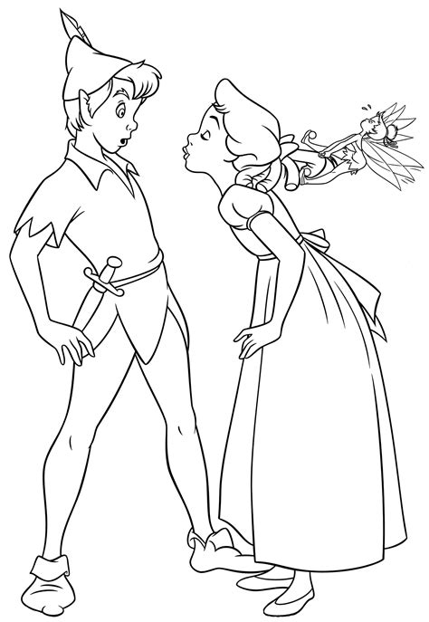 Wendy Wants To Kiss Peter Pan Coloring Page Free And Printable
