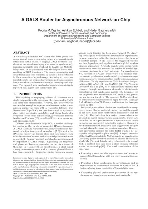 Pdf A Gals Router For Asynchronous Network On Chip