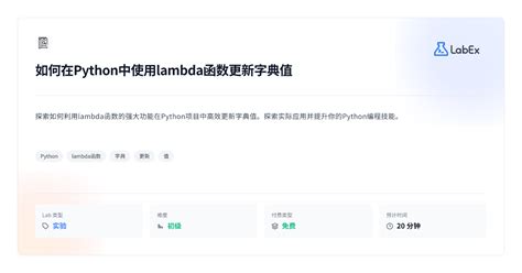 Python Lambda 函数更新字典值教程 快速上手 Labex