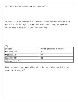 Rounding Decimals Quiz By Math Dolls TPT