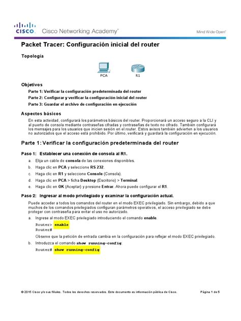 6413 Packet Tracer Configure Initial Router Settings Pdf Pdf Archivo De Computadora