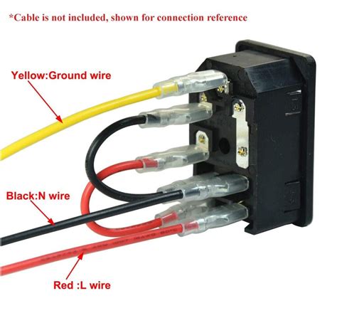 Power Switch Ac 3pin Ac Power Socket With Red Rocker Switch With
