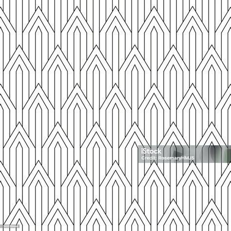 Angular Art Deco Scales Pattern Design With Thin Strokes Stock