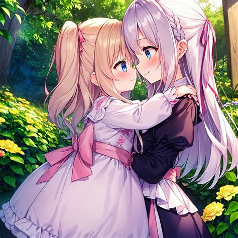 Yuri Illustration Girls Hugging Each Other Drawing Page Of Zzz Two