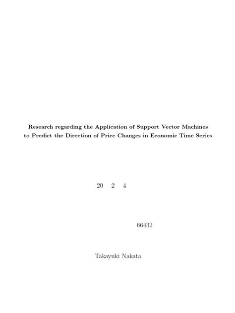 Research Regarding The Application Of Support Vector Machines To