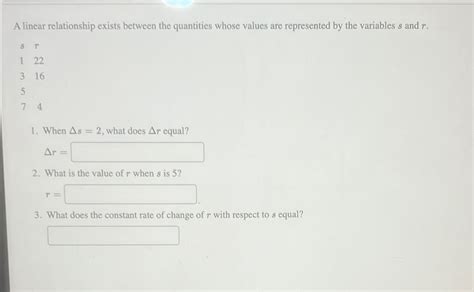Solved A Linear Relationship Exists Between The Quantities