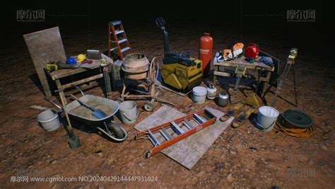 建筑工地道具 材料工具堆积区 摆放区 网盘下载 现代场景模型下载 摩尔网cgmol