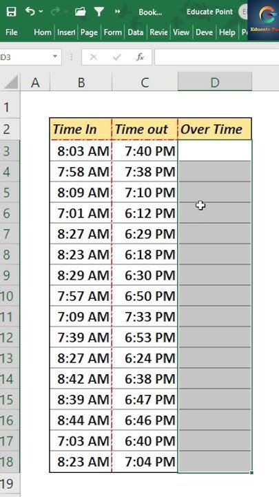 How To Calculate Over Time In Excel 🔥excel Shortsvideo Exceltips Tipsntricks Exceltutorial