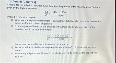 Solved Problem 4 7 Marks A Model For The Alligator