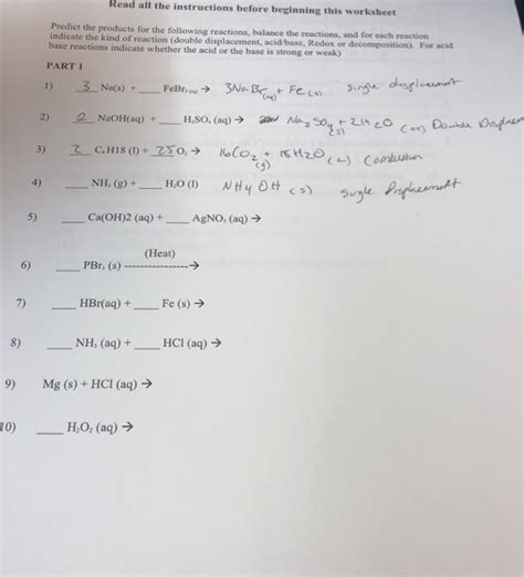Solved Predict The Products For The Following Reactions Worksheets Library