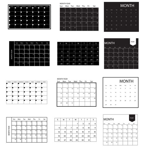 Calendar Icon Vector Set Date Illustration Sign Collection Month