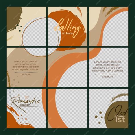 소셜 미디어 퍼즐 피드 게시물 템플릿 팩 무료 벡터