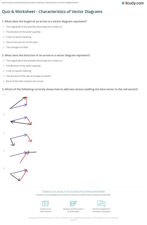 quiz and worksheet characteristics of vector diagrams