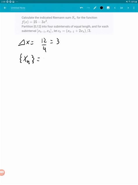 Solvedcalculate The Indicated Riemann Sum Sn For The Function Fx25