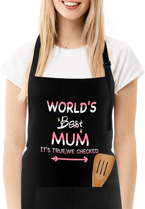 Funny Baker Apron For Mum Worlds Best Mum Adjustable Black Apron