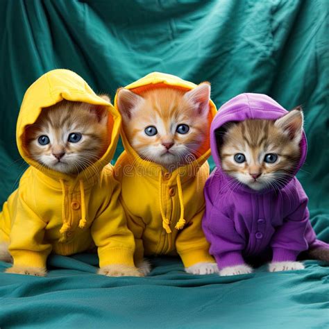 Clothed Cute Cats Looking At The Camera Are The Epitome Of Adorable And