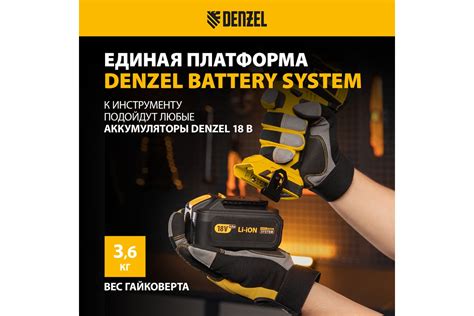 Ударный аккумуляторный бесщеточный гайковерт Denzel ciw-ib-300, li-ion ...