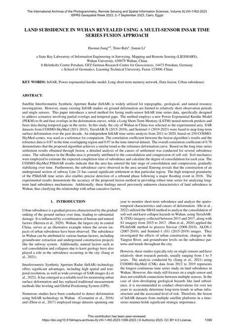 Pdf Land Subsidence In Wuhan Revealed Using A Multi Sensor Insar Time
