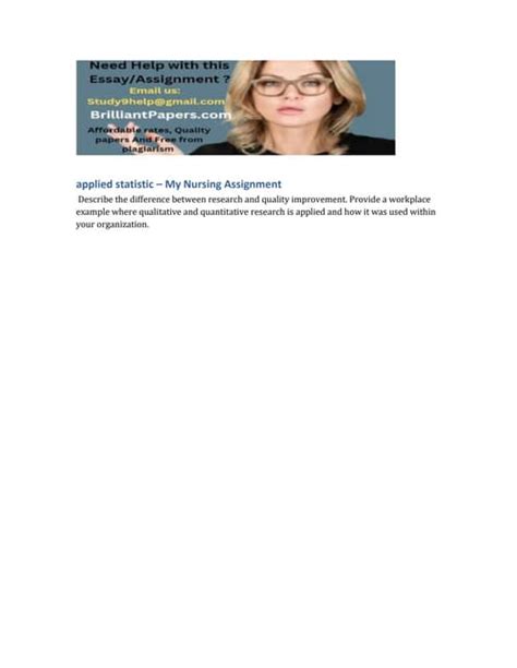 Applied Statistic My Nursing Assignmentdocx