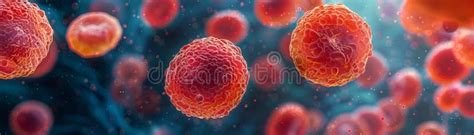 Close Up Image Of Red Biological Cells Under A Microscope Showcasing Detailed Cellular