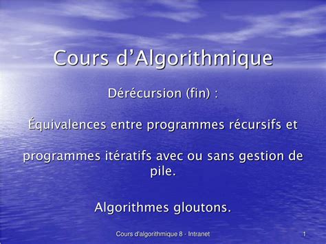 ppt cours d algorithmique powerpoint presentation free download id