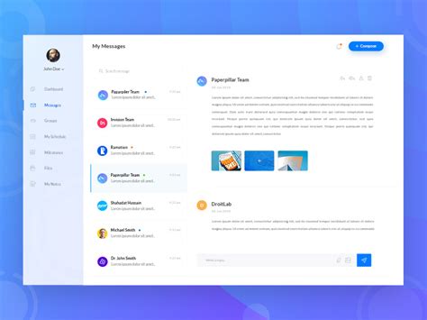 dribbble minimal stylish inbox messaging web application design