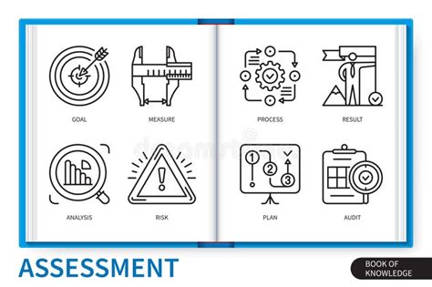 Assessment Infographics Linear Icons Collection Stock Illustration