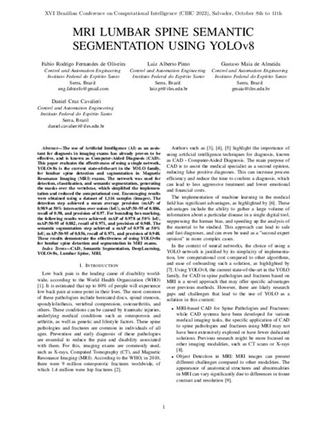 Pdf Mri Lumbar Spine Semantic Segmentation Using Yolov8