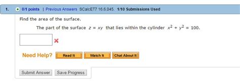 Solved Find The Area Of The Surface The Part Of The Surface