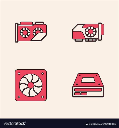 Set Optical Disc Drive Video Graphic Card Vector Image
