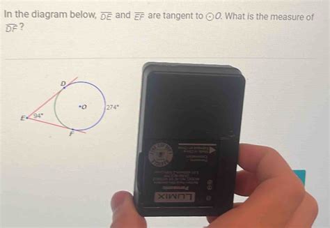 Solved In The Diagram Below Overline De And Overline Ef Are Tangent To Odot O What Is The