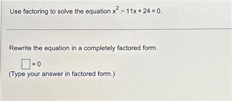 Solved Use Factoring To Solve The Equation