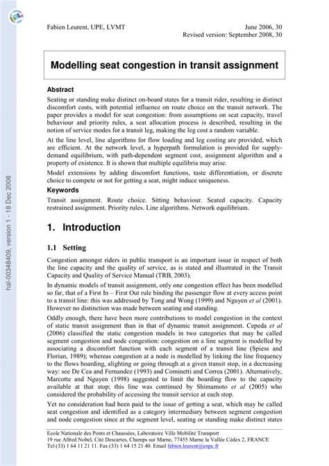 Pdf Modelling Seat Congestion In Transit Assignment