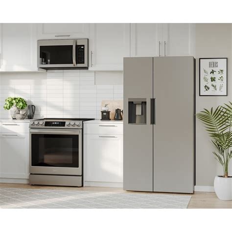 Midea 26 3 Cu Ft Side By Side Refrigerator With Ice Maker Stainless Steel In The Side By Side