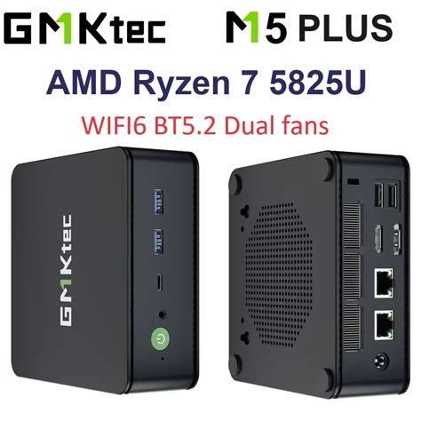 GMKtec MINI PC M5 Plus R7 5825U Wins 11 Pro DDR4 3200Mhz NVME SSD PCIE 3 0 Wifi6 BT5 2 Dual Fan