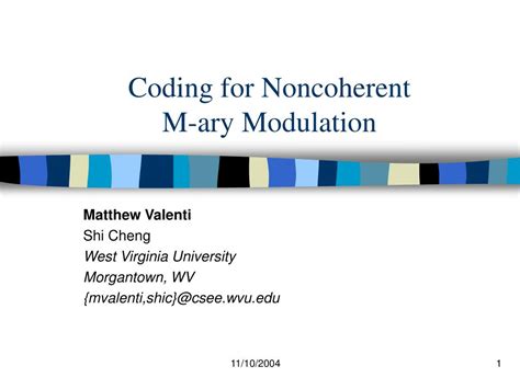 Ppt Coding For Noncoherent M Ary Modulation Powerpoint Presentation