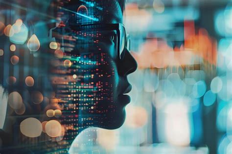 Double Exposure Image Of Finance And Technology With Quantum