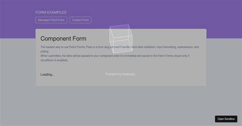 Fetch Forms React Example Codesandbox