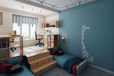 Маленькая детская для мальчиков Подиум в детской Chambre Enfant Chambre Lit Mezzanine