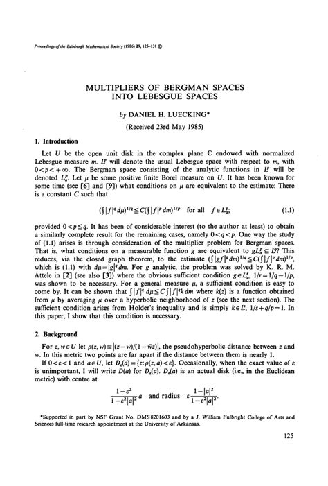 Pdf Multipliers Of Bergman Spaces Into Lebesgue Spaces