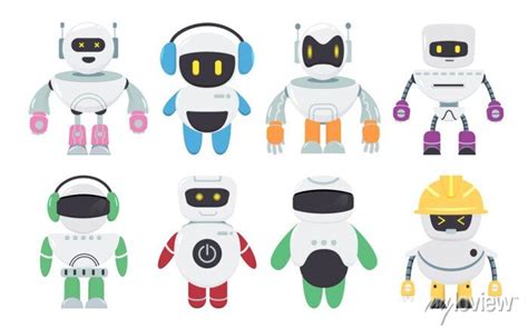 robotic characters vector set design robotic ai character in