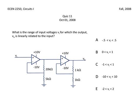 introduction to circuits and electronics quiz 11 fall 2008 ecen