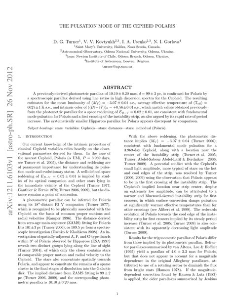 Pdf The Pulsation Mode Of The Cepheid Polaris