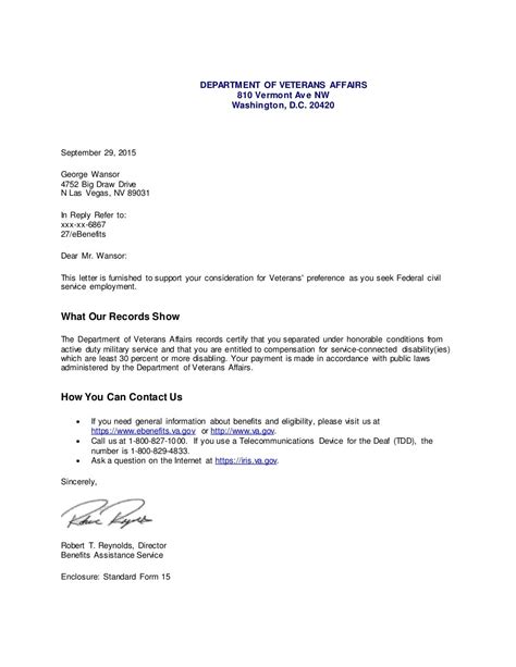 Va Compensation Disability Letter 1