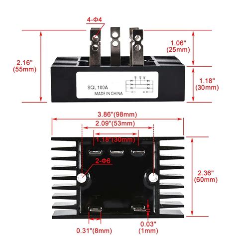 Bridge Rectifier 3 Phase SQL 1200V 100A 5 Terminals Makers Electronics