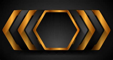 Black And Golden Hexagons Abstract Tech Geometric Background Vector Art At Vecteezy