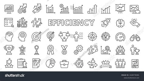 Efficiency Icons Line Design Efficiency Productivity Stock Vector Royalty Free 2428778391