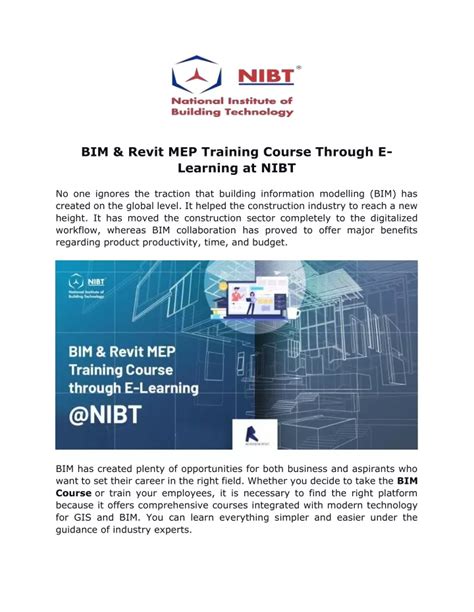 PPT BIM Revit MEP Training Course Through E Learning At NIBT PowerPoint Presentation ID