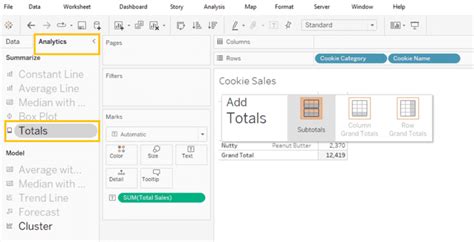 how to add totals and subtotals in tableau