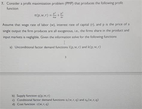 solved 7 consider a profit maximization problem pmp that